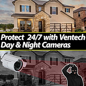 VENTECH Metallic Bullet Security Camera with 24 ir led Day-Night Vision 65ft Cut CMOS Outdoor Indoor (Hybrid 4-in-1 CVI/TVI/AHD/960H Analog CVBS)