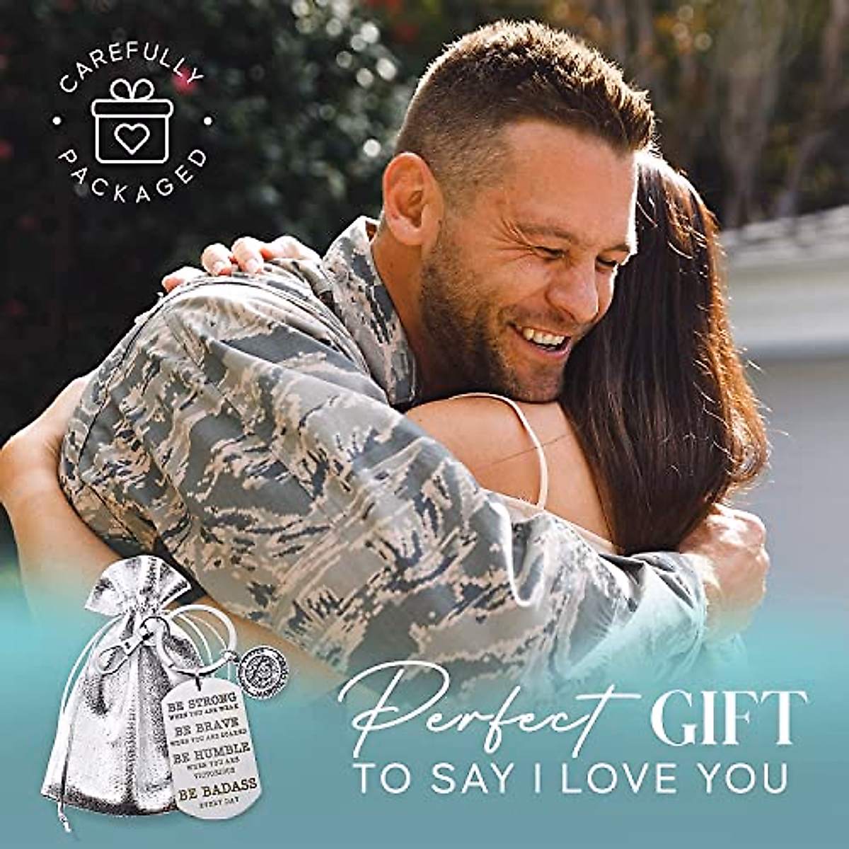 MOM & THREE DAUGHTERS US Air Force Keychain – Inspirational Military Keychain for Men and Women – Perfect Military Gifts for Deployed Military, Graduation, or Retirement – Silver-Toned Charm