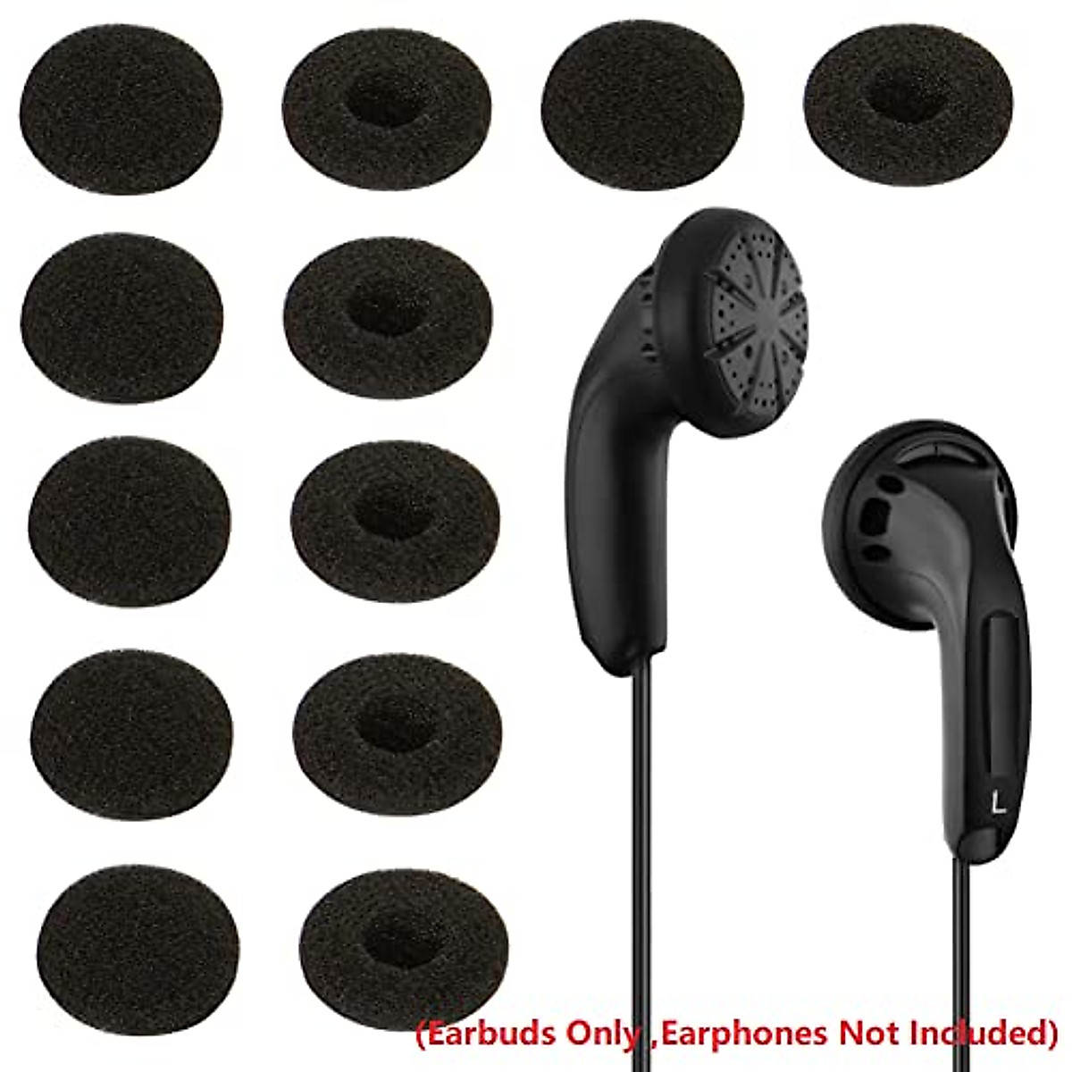 12 Pcs Black Soft Foam Earbuds Cushions Foam Earbud Earpad Ear Bud Pad Replacement Sponge Covers for 13-18mm Earpiece Headphone,Two Way Radio Walkie Talkie Earpiece