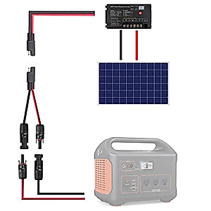 Tsinghwang 2 Set 10AWG Solar Panel to SAE Adapters Solar Extension Cable 50Amps Connectors for RV Solar Panel Battery DC Power Battery Charger 55cm/22in