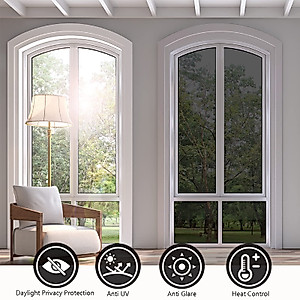 KESPEN Window Film One Way Daytime Privacy Static Cling Sun Blocking Anti UV Reflective Window Tint for Home and Office, Black-Silver, 17.5 Inch X 6.5 Feet