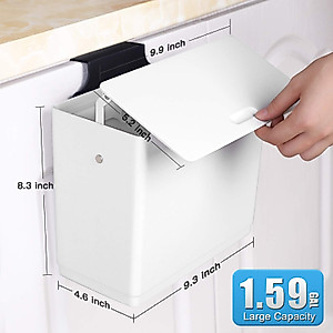 ANTU 1.6 Gallon Hanging Trash Can for Kitchen Cabinet Door with Lid, Under Sink Garbage Can for Bathroom,Wall-Mounted Counter Waste Bin