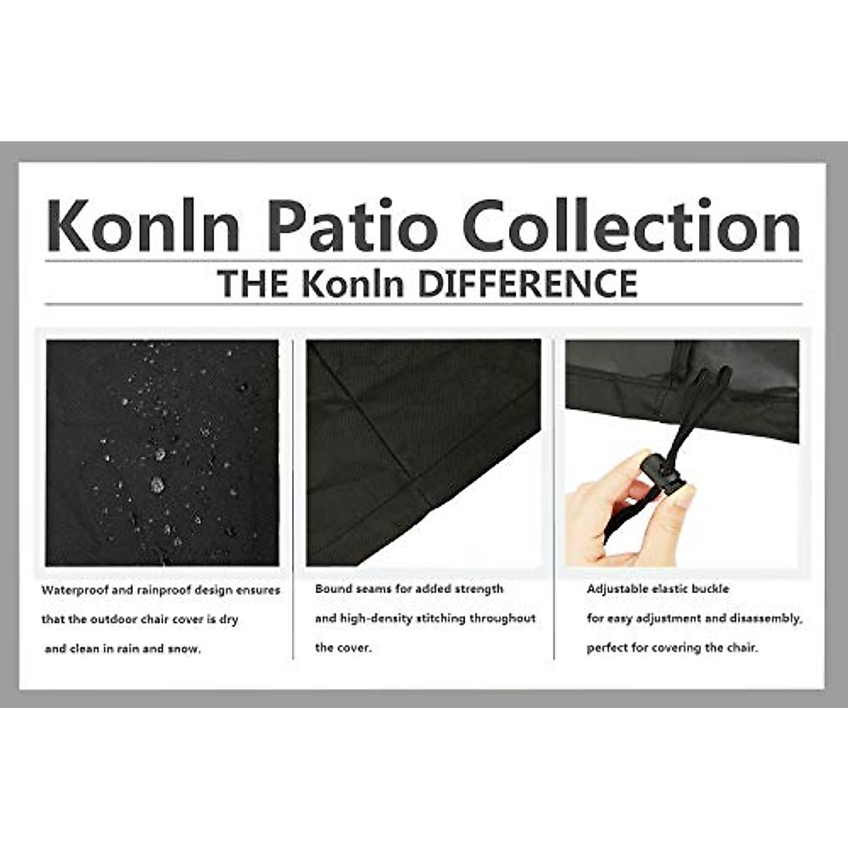 Patio Chair Covers Waterproof Heavy Duty Outdoor Patio Furniture Covers, Black Stackable Outside Lounge Deep Seat Covers, Large Lawn Sofa Covers Water Resistant,600D Oxford Cloth,Standard-1 Pack,Black