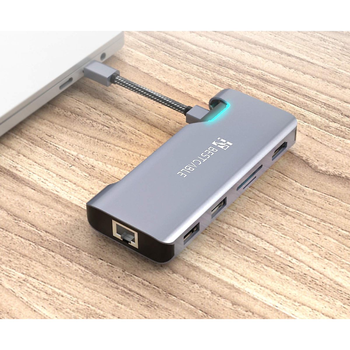 USB C Hub Adapter, BEST CABLE 7 in 1 USB C to HDMI 4K Adapter, Gigabit Ethernet RJ45, USB C Power Delivery, 2*USB 3.0 Port, SD/TF Card Reader Compatible with MacBook Pro,MacBook Air,Samsung,and More