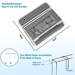 Over the Door Hanging Organizer Clear with 5 Large Clear Window Nursery Closet Cabinet Baby Wall Mount Door Organizer Storage for Bedroom, Bathroom, Kitchen, Closet and Dorm with 17 Large Pockets Gray