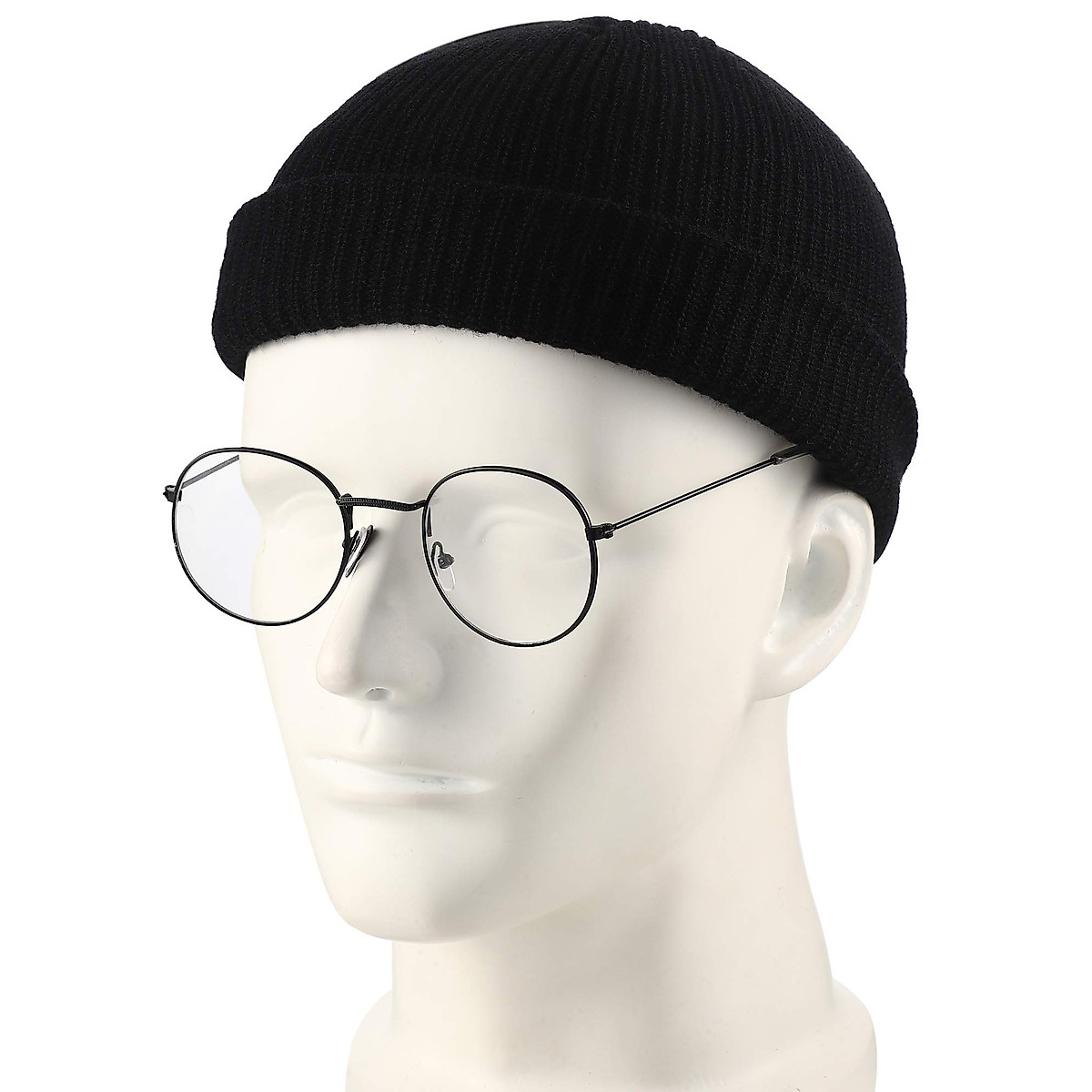 SATINIOR 2 Pieces Winter Short Fisherman Beanie Hat Trawler Beanie Watch Hat Edge Skullcap for Men (Black and Yellow)