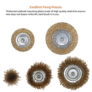 Amazon Basics 5-Piece Wire Brush Set with 1/4-Inch Hex Shank, Metal Color