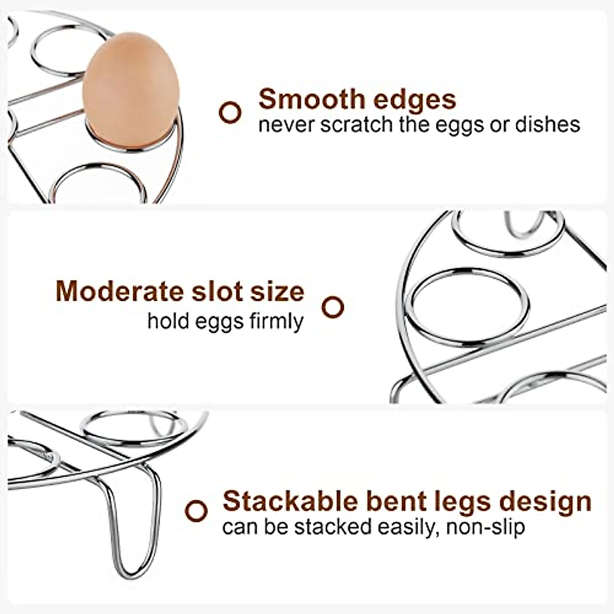 GSlife Egg Steamer Rack - Stainless Steel Trivet for 6, 8 Quart Pressure Cooker, Compatible for Instant Pot Accessories, Cooks 18 Eggs, Stackable Steaming Holders for Eggs, 2 Packs