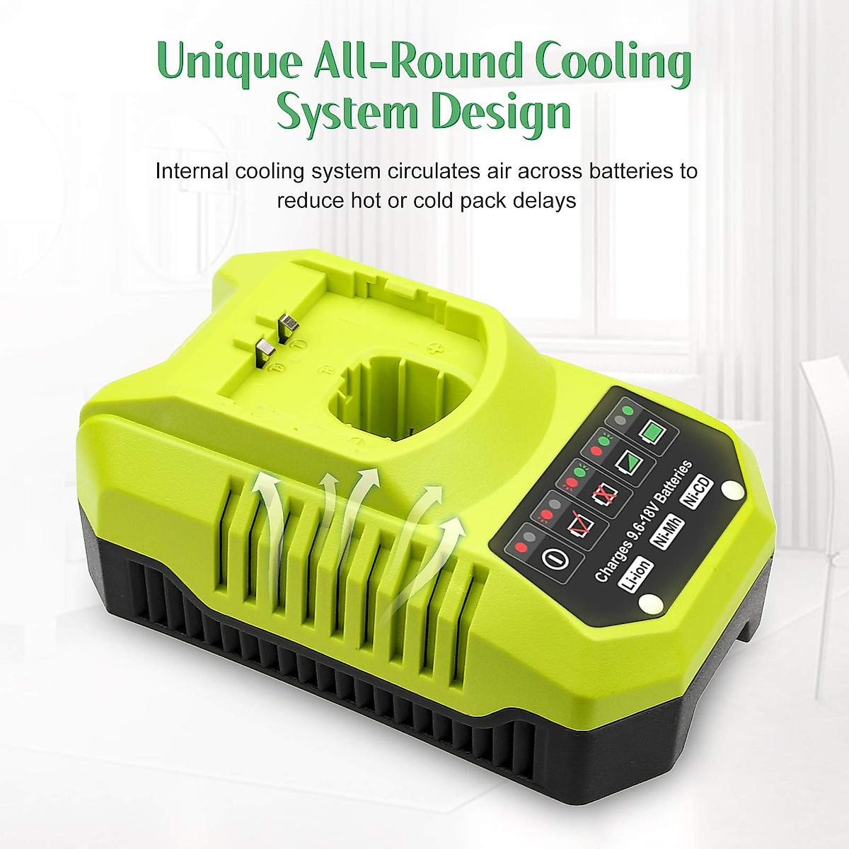 P117 Fast Charger for Ryobi 9.6V~18V Ni-Cd&Ni-Mh Lithium Battery Compatible with Ryobi 18V 14.4V 12V 9.6V Batteries P117 P100 P102 P103 P104 P105 P107 P108 P109 P119 P122 Lithium-Ion Battery Charger