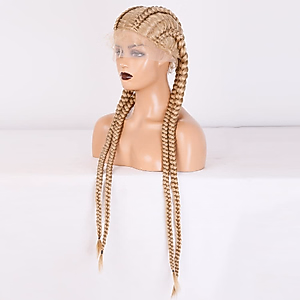 RONGDUOYI RDY Blonde Braided Lace Front Wigs Long Micro Box Braids Wigs Heat Friendly Hair Braiding Styles Replacement Wig for Black Women with Baby Hair (36Inch, Blonde)