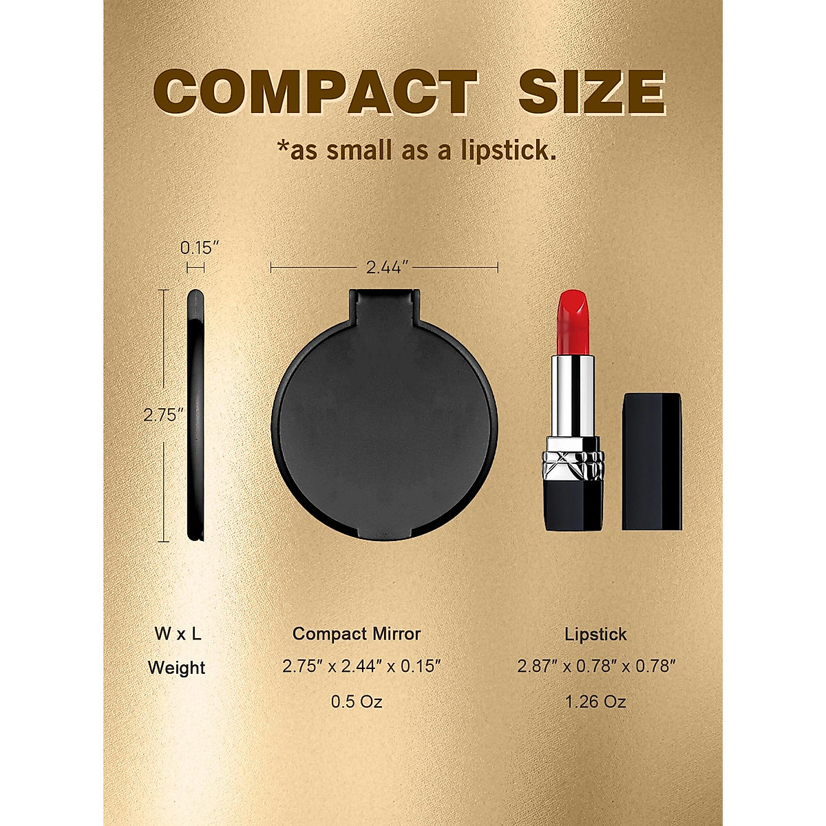 Qislee Compact Mirror Bulk, Round Makeup Mirror for Purse, Set of 4 (Black)
