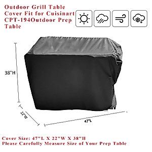 Youlvy Outdoor Grill Table Cover for Cuisinart CPT-194 Outdoor Stainless Steel Grill Prep Table, Waterproof Patio Prep Table Cover Grill Cart Cover All Season Protection