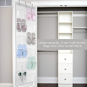 Wisecoco 24-Pockets Over The Door Shoes Organizer, Space Saving Hanging Storage Bags Closet Storage Rack Hangs on Closets for Shoes, Sneakers
