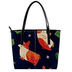 Tote Bag Women Satchel Bag Handbag Stylish Tote Handbag for Women Hobo Bag Fashion Crossbody Bag, Cute Animal Corgi Dog Cartoon