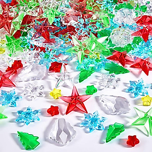 240 Pcs Mini Acrylic Star Ornaments Mini Christmas Tree Mini Snowflake Ornaments Table Scatter Vase Filler for Christmas Holiday Party Decoration (Star, Tree, Snowflake)