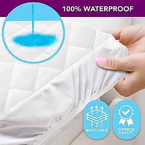 VENNETI Crib Mattress Cover - Cotton Waterproof Mattress Protector - Premium Quality Hypoallergenic and Breathable Fabrics - Soft and Comfortable - Standard Dimension (Portable Crib)