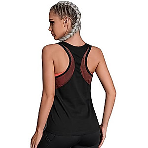 Floerns Women's Mesh Insert Sleeveless Yoga Racerback Sports Tank Top Black L