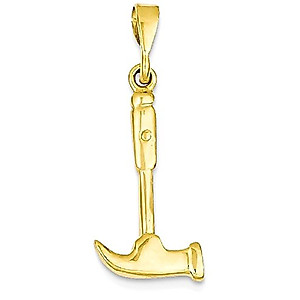 IceCarats 14K Yellow Gold Hammer Necklace Charm Pendant 30mm x 10mm Only