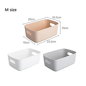 Plastic Storage Bin White Storage Basket with Handles Organizer for Kitchen Pantry Food Storage Containers Bedroom Bathroom Organizer Snack Storage Box Toy Baskets Organizer (M-1Pack)
