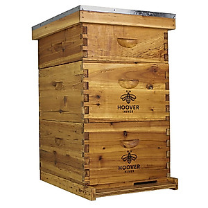 Hoover Hives 10 Frame Langstroth Beehive Dipped in 100% Beeswax Includes Wooden Frames & Waxed Foundations (2 Deep Boxes, 1 Medium Box)