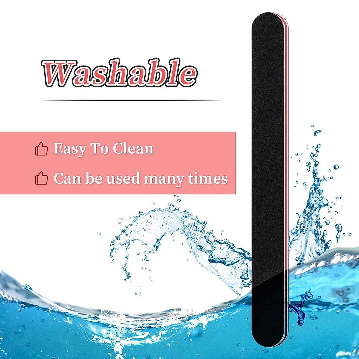 Sularpek Nail File, 12 PCS Emery Board, 100/180 Grit Double Sides Fingernail Files, Professional Emery Boards for Natural, Gel & Acrylic Nails（Black）