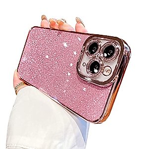 Fycyko Compatible with iPhone 11 Pro Case Glitter Luxury Cute Flexible Plating Cover Camera Protection Shockproof Phone Case for Women Girl Men Design for iPhone 11 Pro 5.8'' Pink