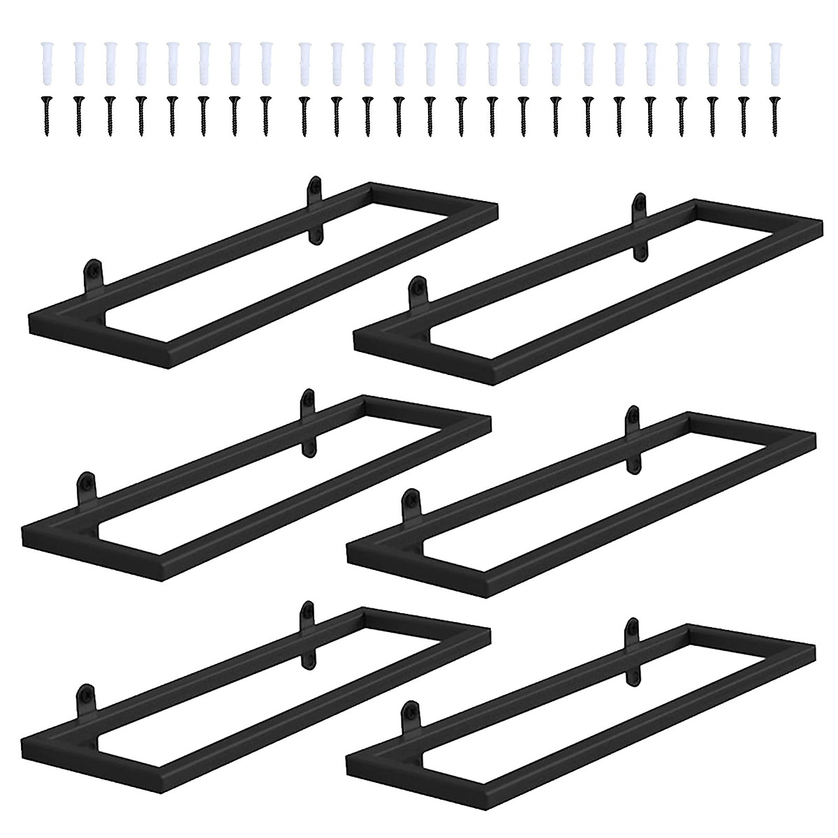 OFILLES 6 Pcs Black Wine Racks Wall Mounted, Wall Wine Bottle Holder Display, Metal Hanging Wine Rack Organizer for Beverages/Liquor Bottles Storage