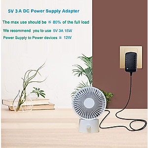MTYTOT 5 Volt 3 Amp Power Adapter 100V-240V AC to DC Converter 5V 3A 2A 1A Power Supply adapter 15W MAX Adapter DC 5V Power cord 5.5mm*2.5mm/2.1mm dc plug for 5V LED Lights Security Camera HDMI TV Box