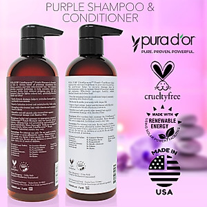PURA D'OR 16 Oz ColorHarmony Purple Shampoo For Bleached, Blonde, Silver & Color Treated Hair - Keratin, Bamboo Fiber, No Sulfates, Select Natural Ingredients - Men & Women