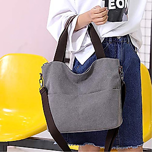 DOURR Hobo Handbags, Canvas Crossbody Bags for women Fashion Crossover Purse Cotton Shoulder Bag (Gray-01)
