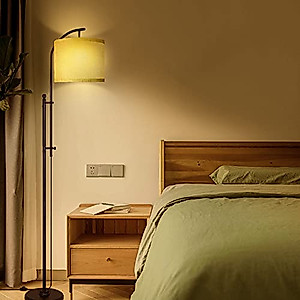 bodkar Rustic Floor Lamp with Remote, Farmhouse Standing Lamp Adjustable Height Dimmable for Living Room Bedroom Bulb Included(Black and red)