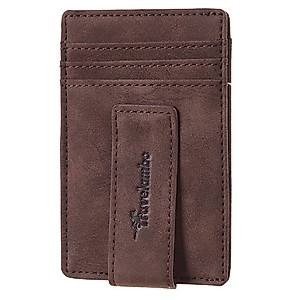 Travelambo Money Clip for Men Magnetic Front Pocket Wallet Slim Wallet Minimalist Card Holder RFID Blocking (Coffee)