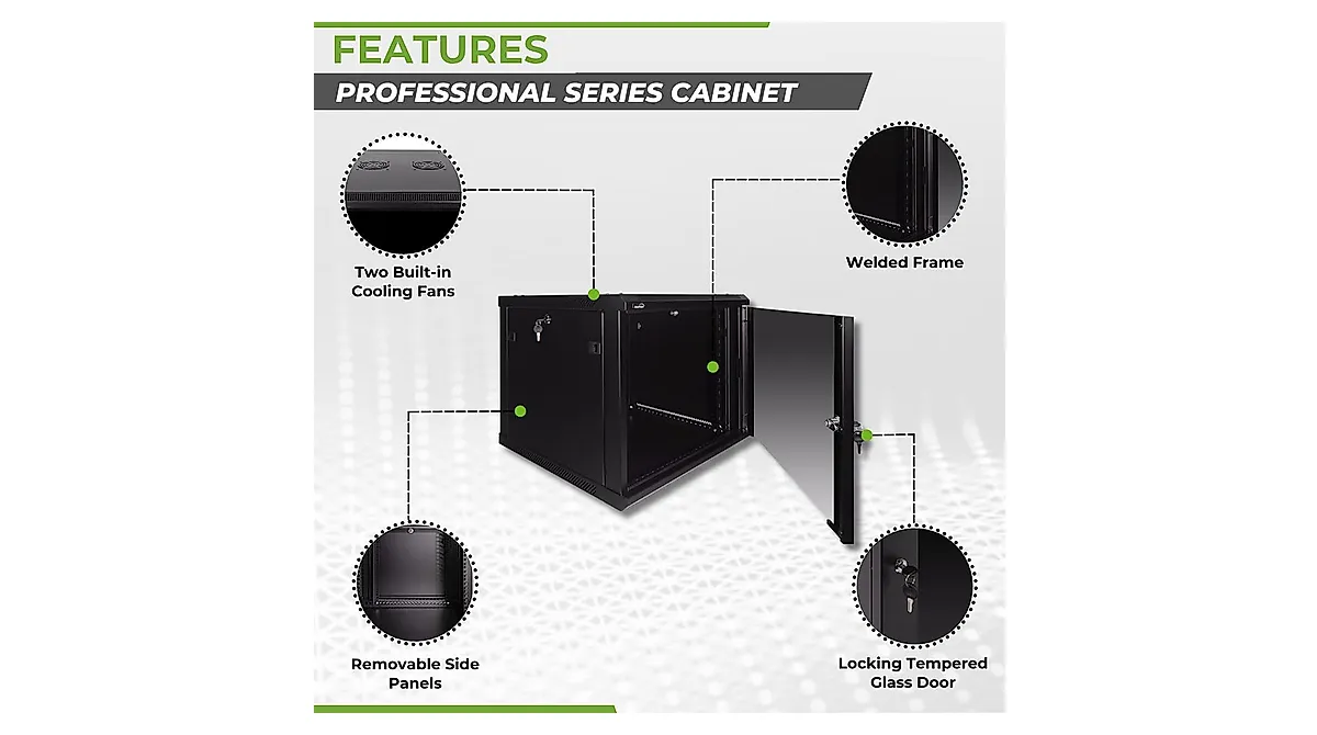 NavePoint 9U Server Rack Enclosure - 23.6” Deep, 9U Wall Mount Network ...