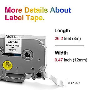 Uniwork TZe-231 7-Pack Compatible Label Tapes Replacement for Brother P Touch TZe231 TZe 231 431 531 631 731 931 P Touch Laminated 12mm 0.47 Inch for Ptouch PT-D210 H110 D400 Label Maker, Multi Color