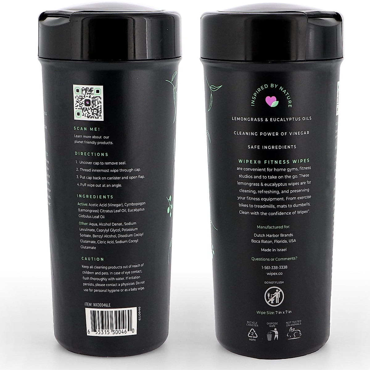 Wipex Natural Wipes for Fitness in Lemongrass & Eucalyptus, Gyms, Yoga, Peloton Cycles, Treadmills and Home, 75 Count (Pack of 4)