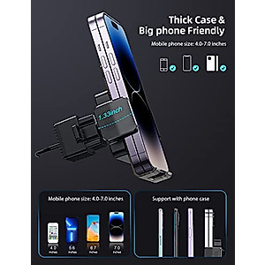 Lamicall Car Vent Phone Mount Phone Holder for Car Air Vent Clip in Vehicle [Big Phone & Thick Cases Friendly] Hands Free Cell Phone Automobile Clamp Cradles, Fit for All iPhone Samsung Phones