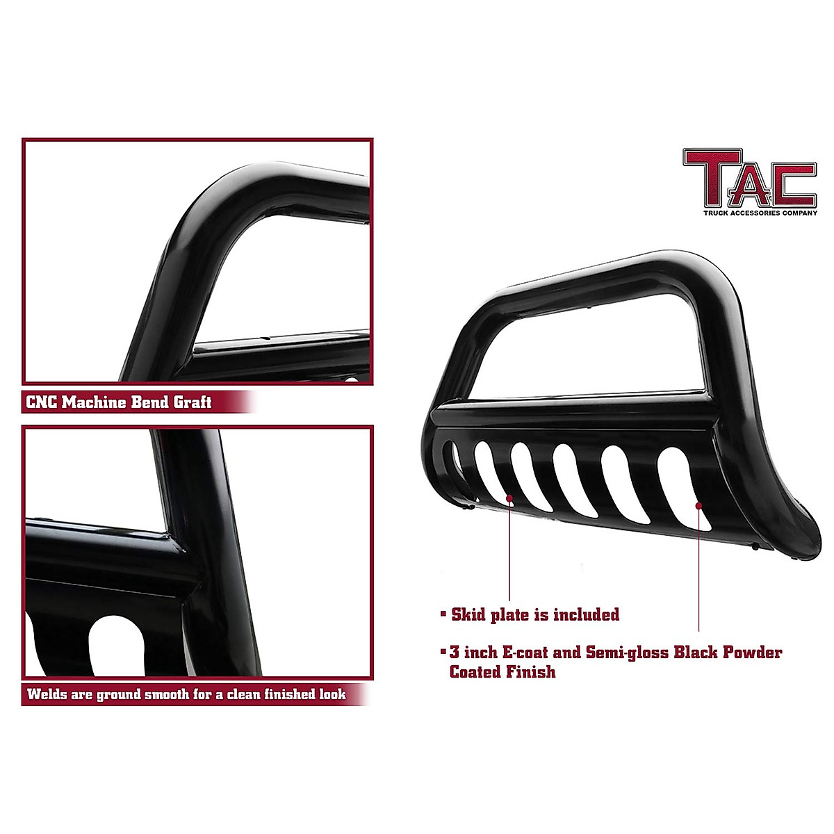 TAC Bull Bar Fit 1998-2012 Ford Ranger/Ranger Edge (Excluded STX Model) Pickup Truck 2.5” Black Front Bumper Grille Guard Brush Guard