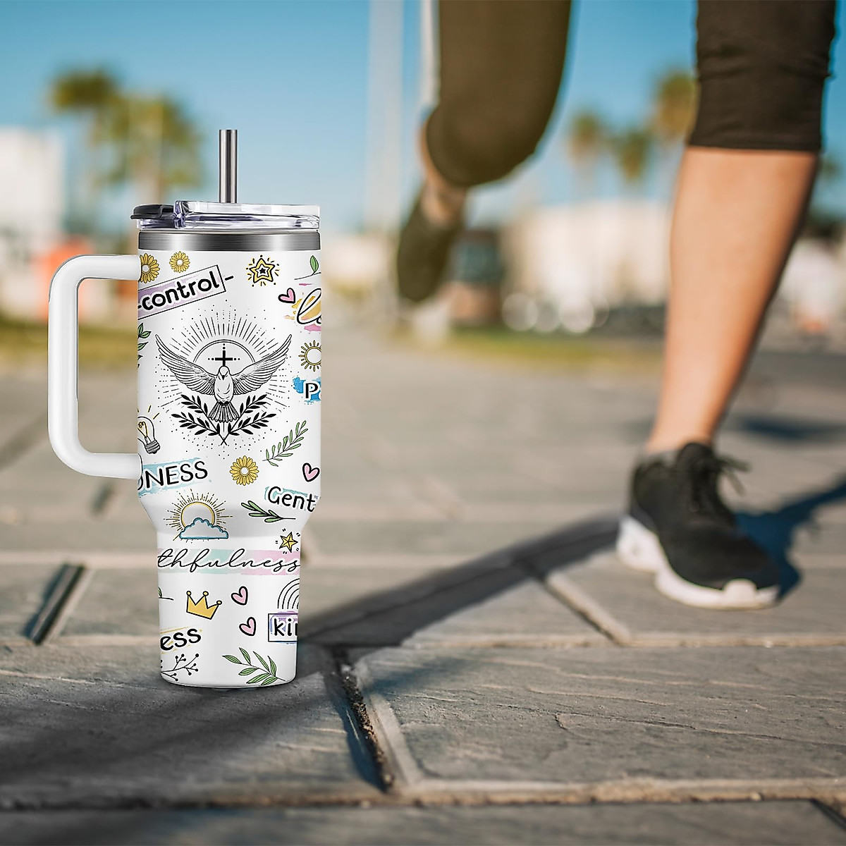 HYMONA Christian Tumblers for Women 40Oz, Galatians 5:22-23, Scripture Mug, Bible Verse Gifts, Inspirational Spiritual Gifts for Women, Religious Gifts for Women