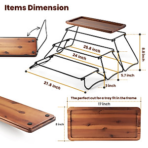 Tidita 3 Tier Serving Tray Acacia Wood - Cupcake Stand & Tower Serving Trays - 3 Tiered Wooden Large Serving Platter for Dessert - Food Display Stands & Charcuterie Board for Party, Picnic, Buffet