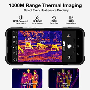 DOOGEE V20 PRO Rugged Smartphone 5G 2023, 1440 * 1080 Thermal Camera Unlocked Rugged Phone, 2K AMOLED Display Android Phone, 20GB+256GB Android 12 Cell Phone, 24MP Night Vision, NFC, OTG