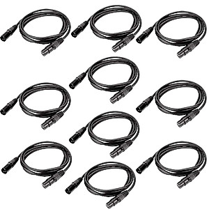 WorldLite 6.5ft DMX Cable, 10PCS 2m DMX Signal Cables Signal Wires, 3-Pin XLR Male to Female Stage Light Cable with Metal connectors, Connection for DMX512 Stage & DJ Lighting fixtures