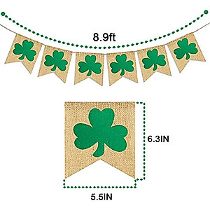 Rustic Shamrock Garland | Burlap Shamrock Garland Banner | St. Patricks Day Decorations | Burlap Clover Garland Banner | Irish Day Celebration Decor 