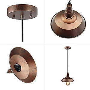 LNC Pendant Lighting for Kitchen Island Farmhouse Bran Hanging Fixtures with Rustic Finish Fit in Bedroom, Foyer, Hallway, 10.2”W*7”H, A0190702, Brown