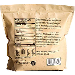 100% Raw Grass Fed Whey - Happy Healthy Cows, COLD PROCESSED Undenatured Protein Powder, GMO-Free + rBGH Free + Soy Free + Gluten Free, Unflavored, Unsweetened (5 LB BULK, 90 Serve)