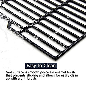 Hongso 16 7/8" Polished Porcelain Coated Cast Iron Grill Grates Replacement for Charbroil 463432215, 463436213, 463436214, 463436215, 463441312, 463441514, Thermos 461442114 Grills, PCH763