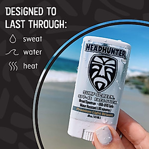 Headhunter Sunscreen Face Stick SPF 45, Waterproof Surf Sunblock for Waterman, Water-Resistant Facial Sunscreen for Ultra-Sport Protection and Solar Defense (80 min), Tinted Light Brown (1 pack)
