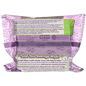 Boogie Gentle Saline Wipes for Little Noses, Great Grape 30 Each (Pack of 2)