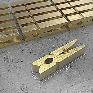 Mini Gold Clothespins - 50pcs Small Natural Wood Clothes Pin with Jute Twine for Photos Display,Gift Wrapping, Hanging Pictures Paper, Baby Clothes Pins,Small Clips for Home School Arts Crafts Decor