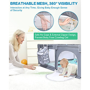 Baby Playpen with Mat, Large Baby Play Yard for Toddler, BPA-Free, Non-Toxic, Safe No Gaps Playards for Babies, Indoor & Outdoor Extra Large Kids Activity Center 71"x59"x25" with 0.315" Playmat