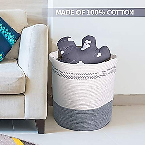 Laundry Basket for Bedroom , 24 x 18 x 18 Inches Large Rope Storage Basket with Handle, Clothes Hamper for Living Room, Cotton Rope Basket for Toys, Throws, Pillows and Towels